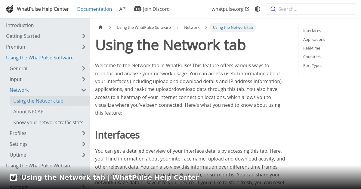 Using the Network tab | WhatPulse Help Center